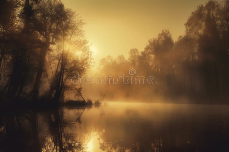 A Captivating Landscape Featuring a Dense Forest on the Opposite Shore ...