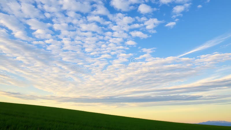 Serene Landscape Photograph Showcasing a Gently Sloping Green Field ...