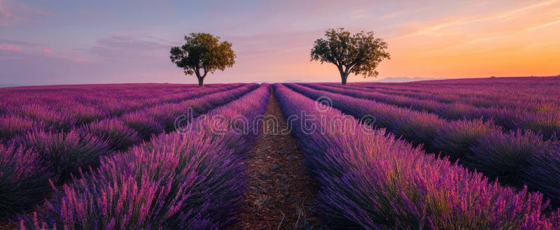 The Captivating Lavender Field Under a Colorful Sunset Sky..AI ...