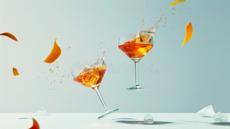 Captivating Layout Featuring Levitating Cocktail Glasses Stock ...