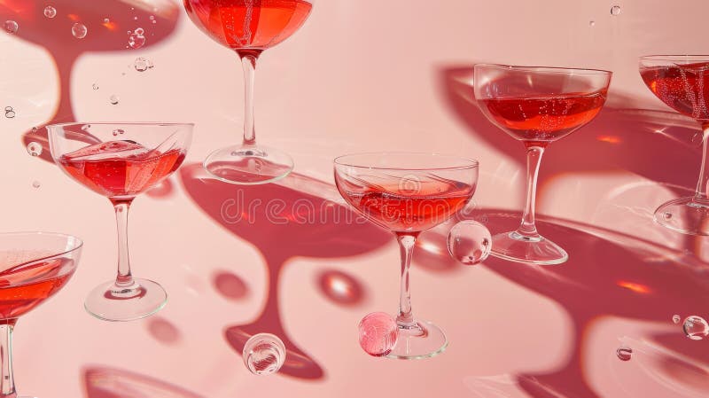 Captivating Layout Featuring Levitating Cocktail Glasses Stock ...