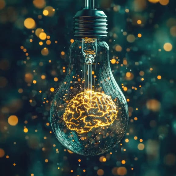 Light Bulb with a Glowing Brain Inside, Symbolizing Creativity and ...