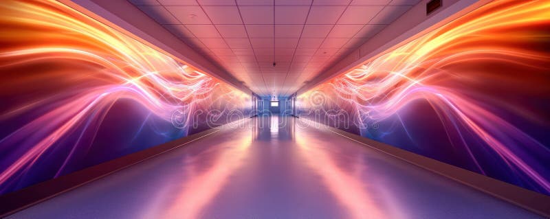 Captivating Light Display Projected on Hallway Walls, Abstract Art ...