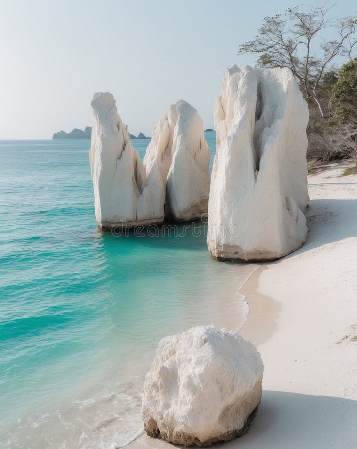 Captivating Limestone Formations beside Crystal Clear Waters in a ...