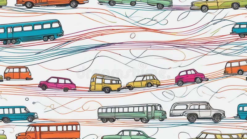 Dynamic Line Art Design a Modern Exploration of Transportation Systems ...