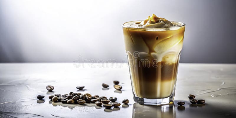 A Smooth Refreshing Long Exposure Iced Coffee Studio Shot with Creamy ...