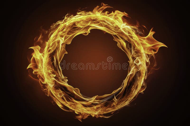 Stunning Long Exposure of a Circular Fire Flame Ring Against a Dark Red ...