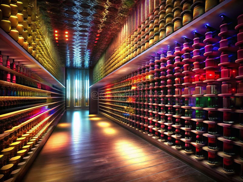 Captivating Long Exposure of a Wine Cellar Wall Displaying a Stunning ...