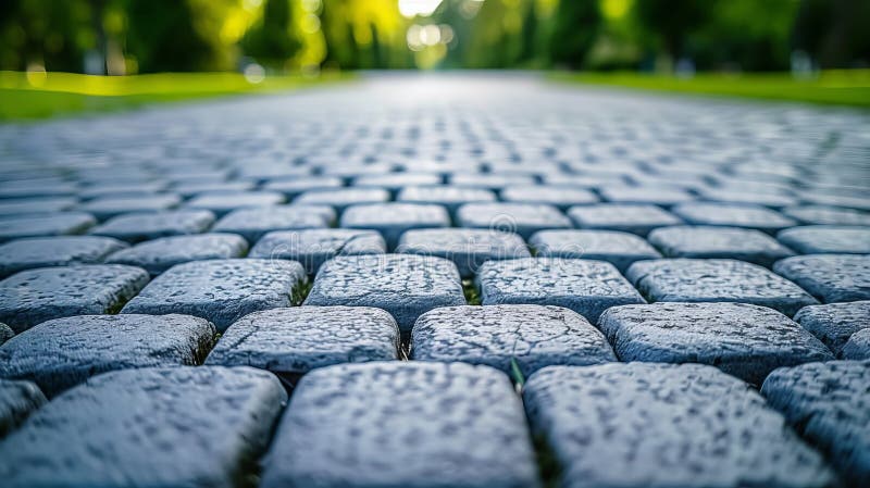 A Captivating Low Angle Perspective of a Long Cobblestone Road ...