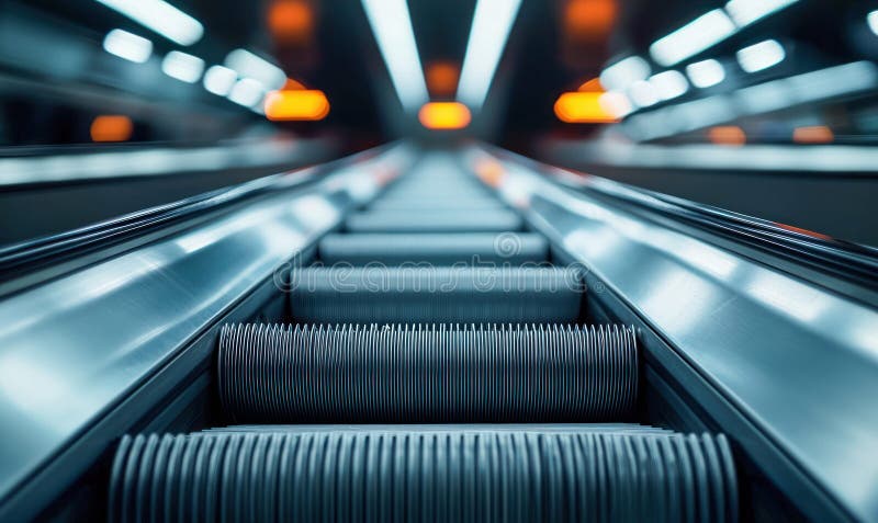 Captivating Low-angle Perspective of a Modern Escalator Ascending with ...