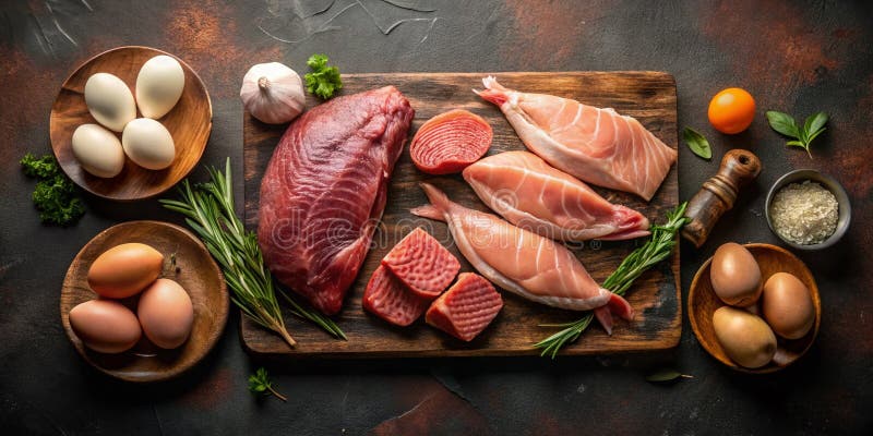 Deliciously Displayed a LowLight Flatlay Featuring a Variety of Protein ...