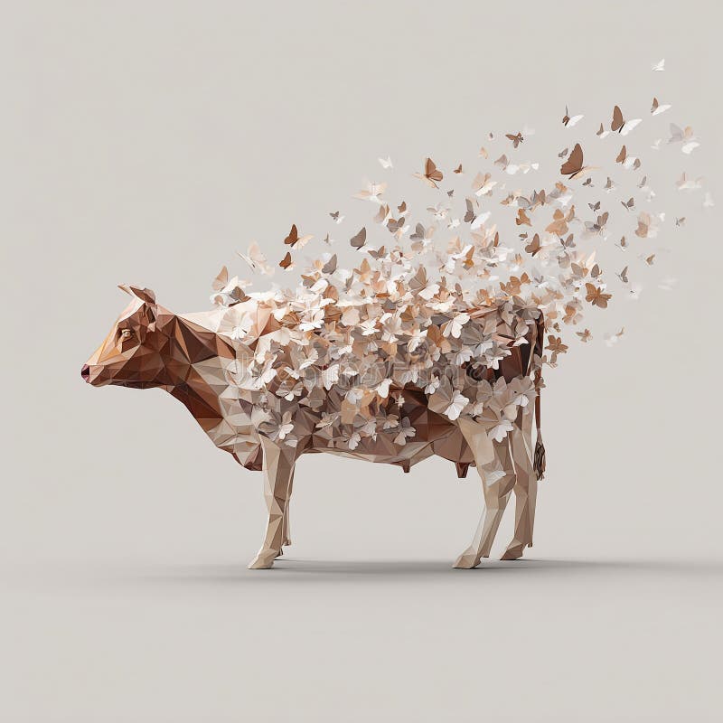 A LowPoly 3D Model of a Cloud Cow Stunning Abstract Representation of ...