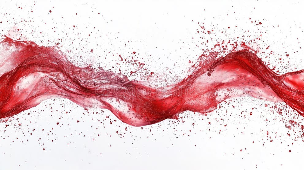 Red Color Liquid Splashing Across Screen, Food Beverage Macro Concept ...