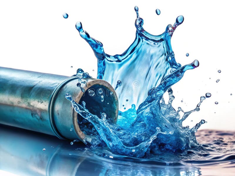 Closeup Macro Photography of a Leaking PVC Pipe with a Powerful Water ...