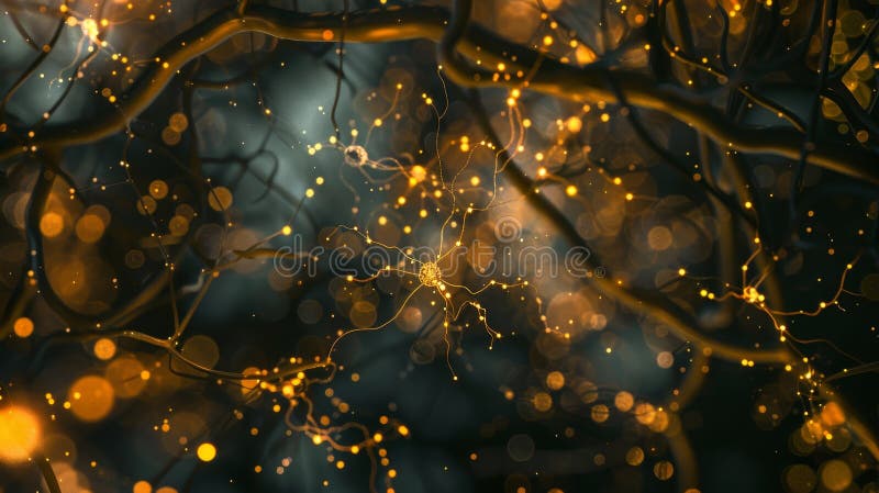 Captivating Macro Image of Vibrant Neurons with Sparkling Synaptic ...