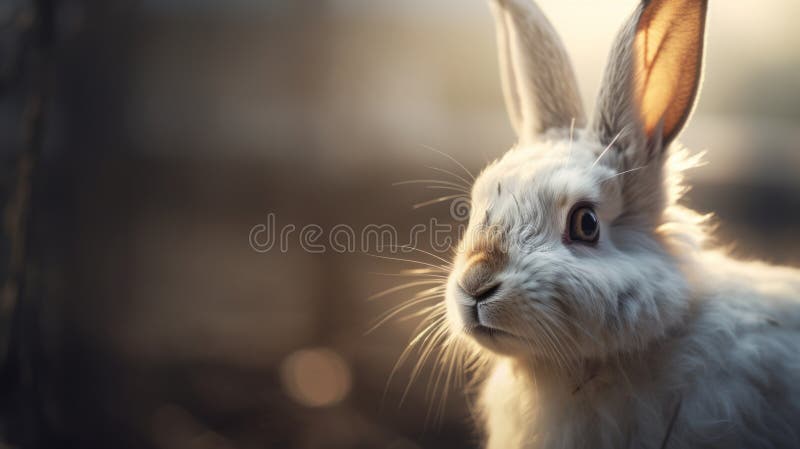 Captivating Macro Photography of a White Rabbit in Stylized Light ...
