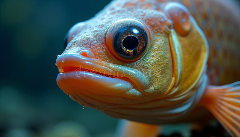 Macro Close-Up of Orange Fish with Large, Reflective Eyes Stock ...