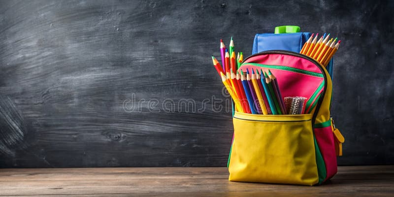 Backpack Bursts with School Essentials a Macro View of Overflowing ...
