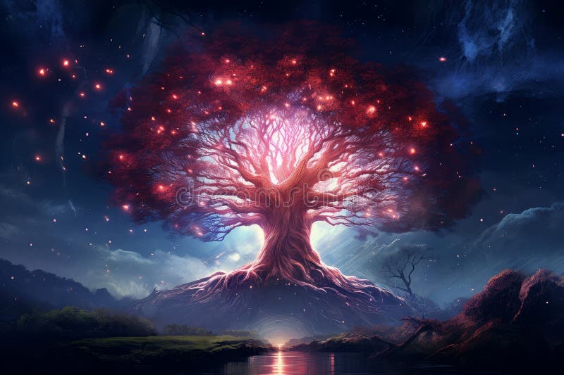 Captivating Magic Tree. Generate Ai Stock Illustration - Illustration of flower, captivating ...