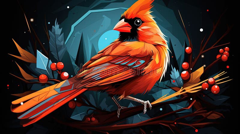 Captivating Majestic Northern Cardinal Vector Art Stock Illustration ...