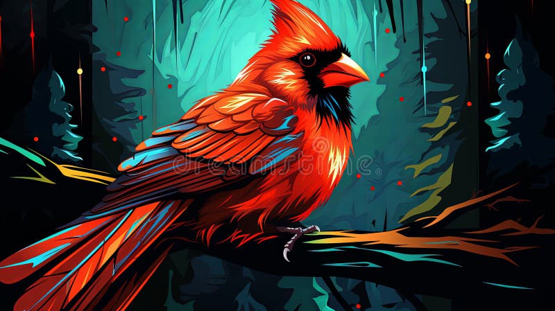 Captivating Majestic Northern Cardinal Vector Art Stock Illustration ...