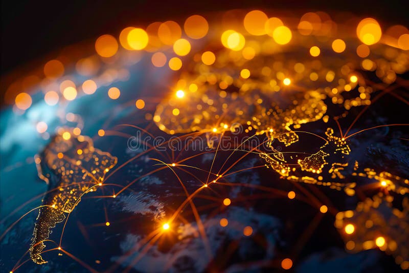 A Captivating Map of the World Illuminated at Night with Internet ...