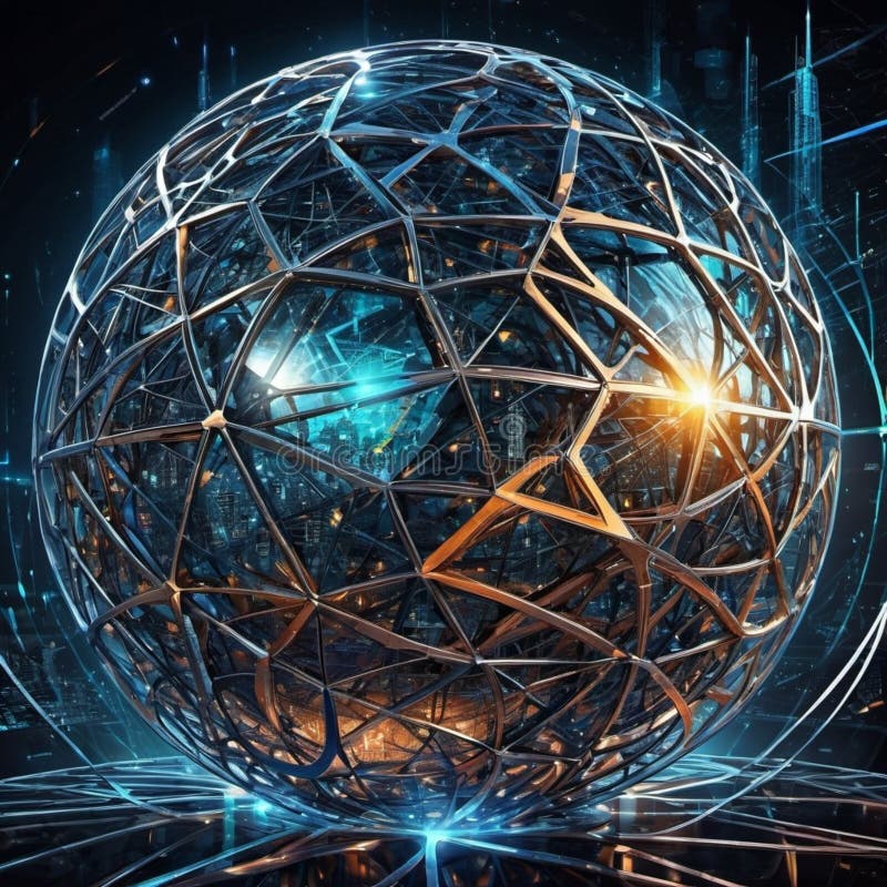 A Captivating Metallic Sphere is Encased in Intricate Latticework ...