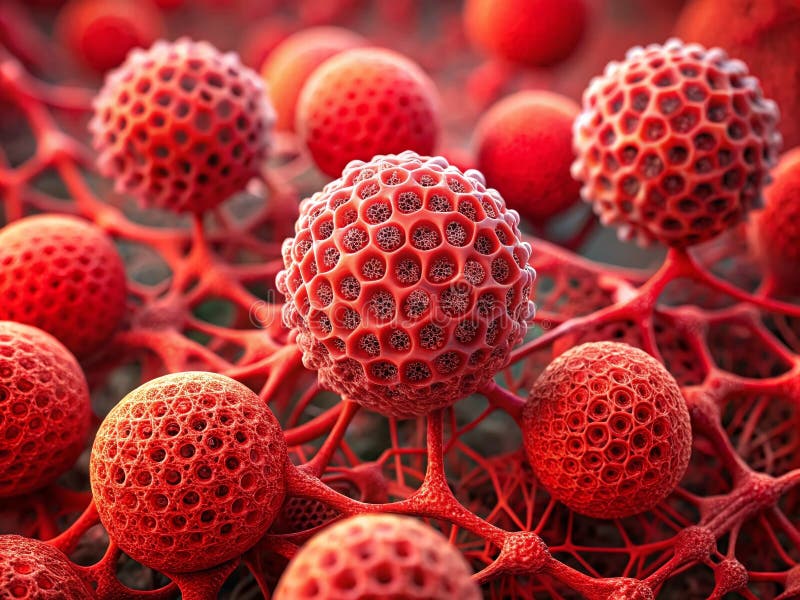 Closeup View of a Cluster of Red Blood Cells a Microscopic Exploration ...
