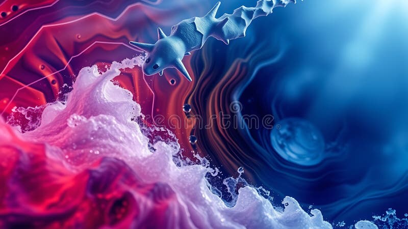 Microscopic 3d Rendering of a Virus Infecting a Cell, Showing the Viral ...