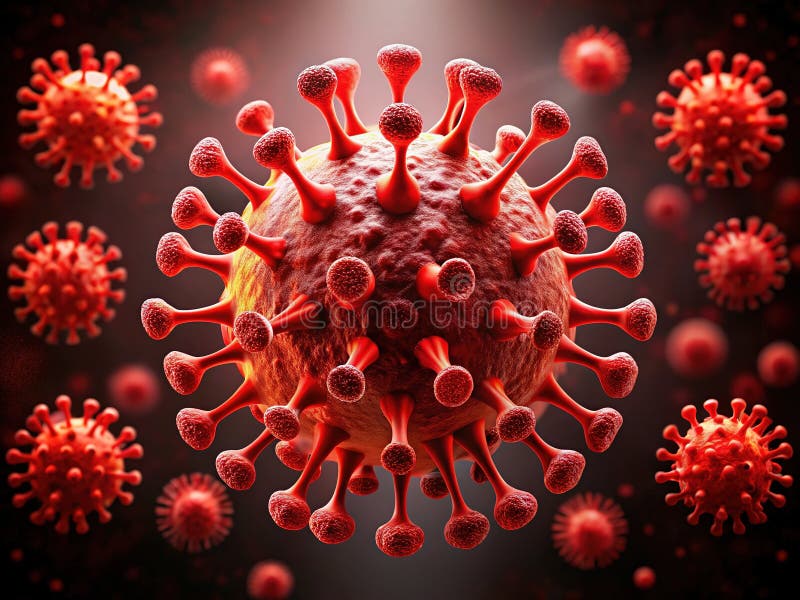 Detailed Microscopic Image of a Spike Virus Against a Dark Background a ...