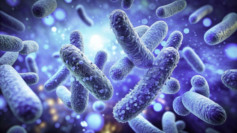 Captivating Microscopic View of Vibrant Blue Prokaryotic Bacteria in a ...