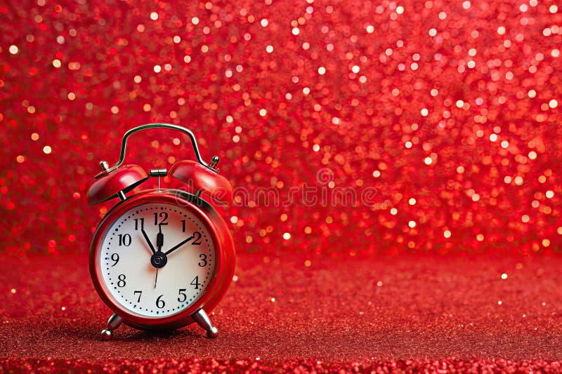 Captivating Midnight Clock Image Red Glitter Backdrop with Profound ...