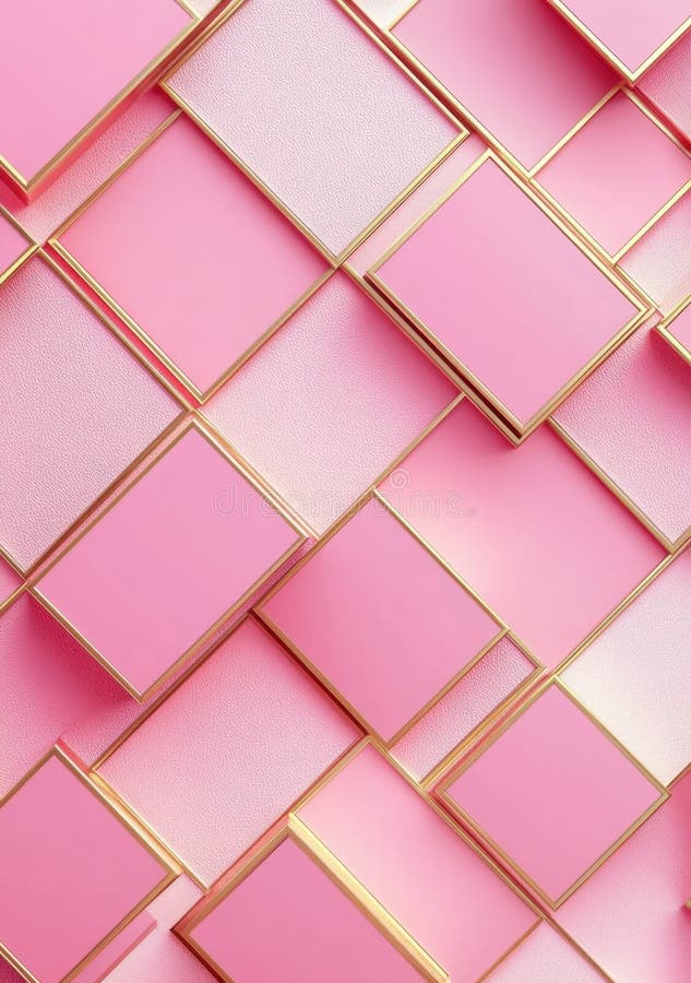 Pink and Gold Minimalist Square Boxes on Textured Background Stock ...