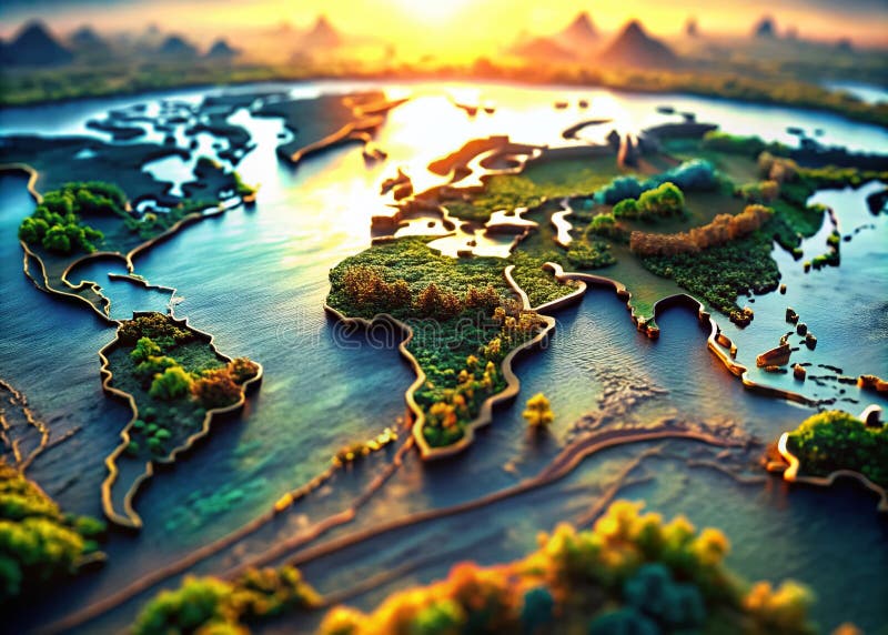 Abstract Wavy Map Art a Minimalist Illustration of Fluid Geography ...