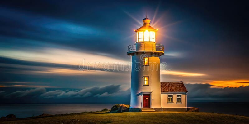 A Glowing Beacon of Minimalist Light Dramatic Lighthouse Photography ...