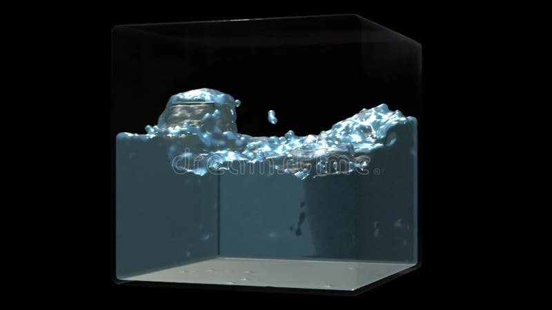 3D Animation: Cube Moving in Water Inside Another Cube on Black ...