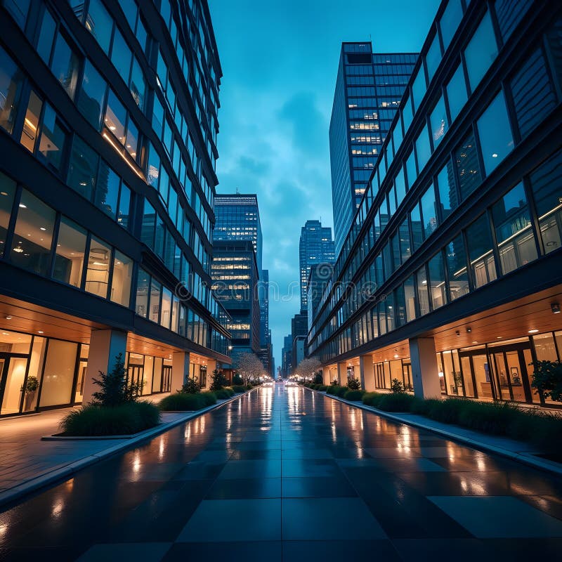 Captivating Modern Architecture Cityscape in Low Key Style Stock ...