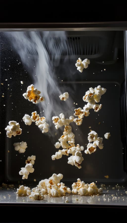 Captivating Moment of Popcorn Popping in Microwave, Showcasing Texture ...