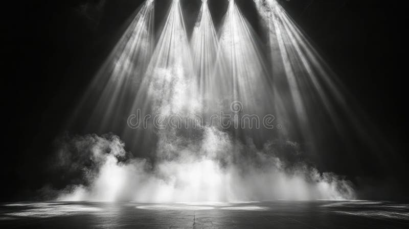 Dramatic Stage Lighting with Smoke and Shadows in Monochrome Stock ...