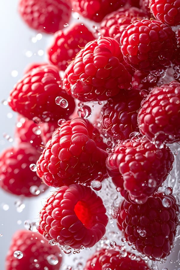 "Captivating Motion: Falling Raspberry Isolated on White Background ...
