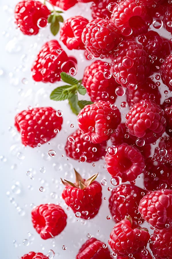 "Captivating Motion: Falling Raspberry Isolated on White Background ...