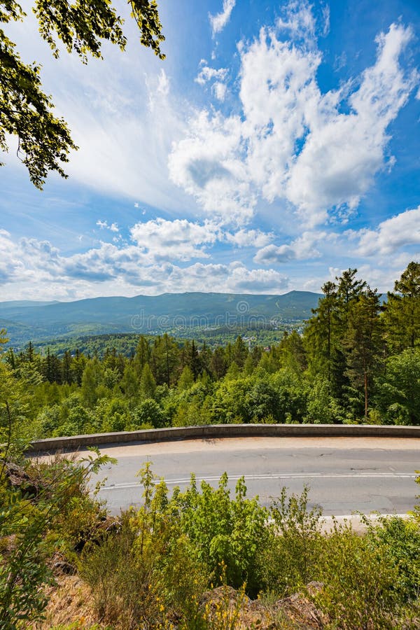 Captivating Mountain Vista Overlooking Lush Forest Landscape Stock ...