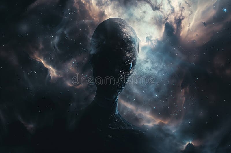 An Abstract Cosmic Alien Silhouette in Space, Capturing the Universes ...