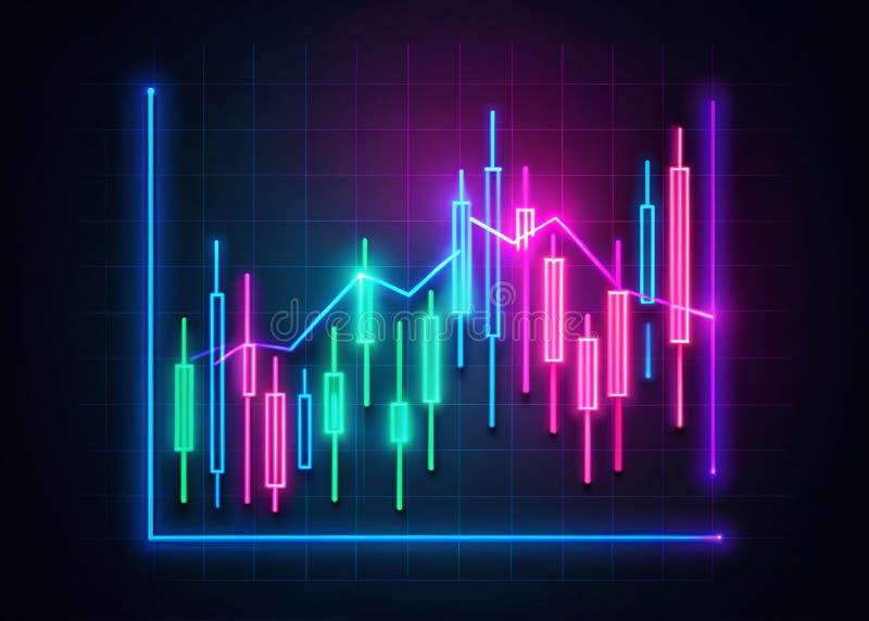 Dynamic Neon Candlestick Chart Illustration a Vibrant Visual for ...