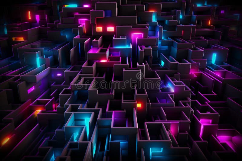 Captivating Neon Maze Background. AI Stock Illustration - Illustration ...