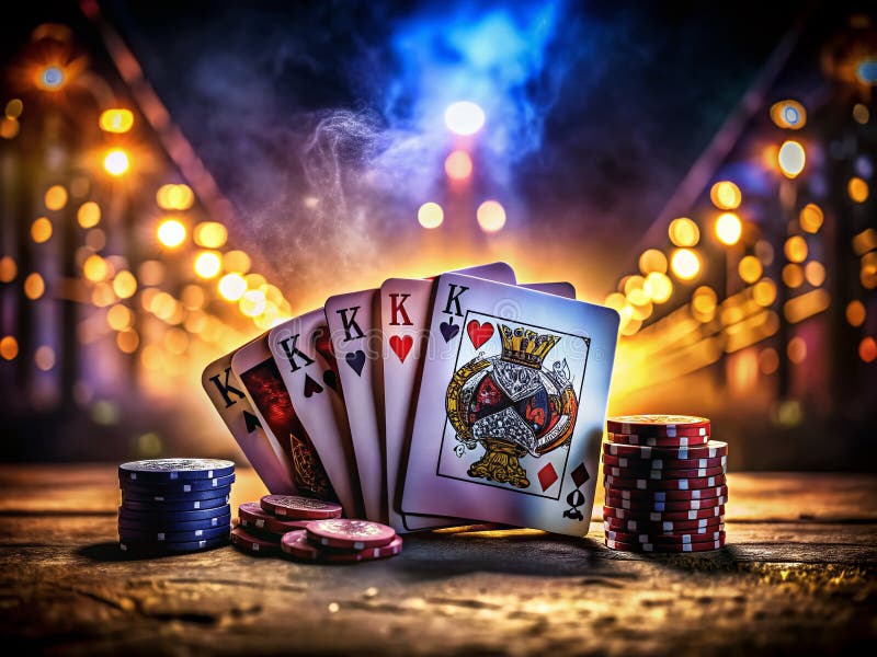 A Luxurious Night Gamble Royal Flush Playing Cards Against a Dramatic ...