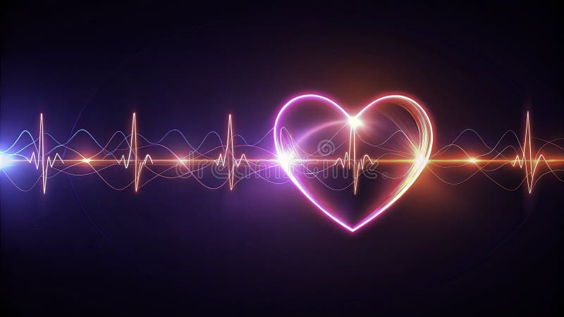 A Glowing Heart and Pulse Line Creative Valentines Night Photography ...