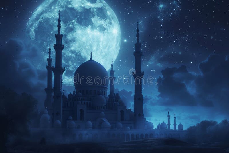A Captivating Night Scene Showing a Full Moon Shining Brightly in the ... A Captivating Night Scene Showing a Full Moon Shining Brightly in the ...