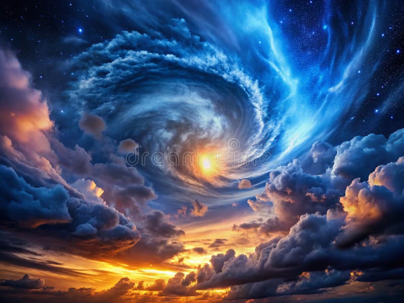 A Captivating Night Sky Display Dramatic Swirling Cloudscape in Low ...