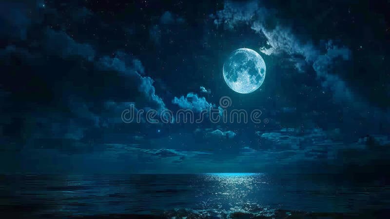 Captivating Night Sky Illuminated by Moonlight Over Shimmering Waters ...